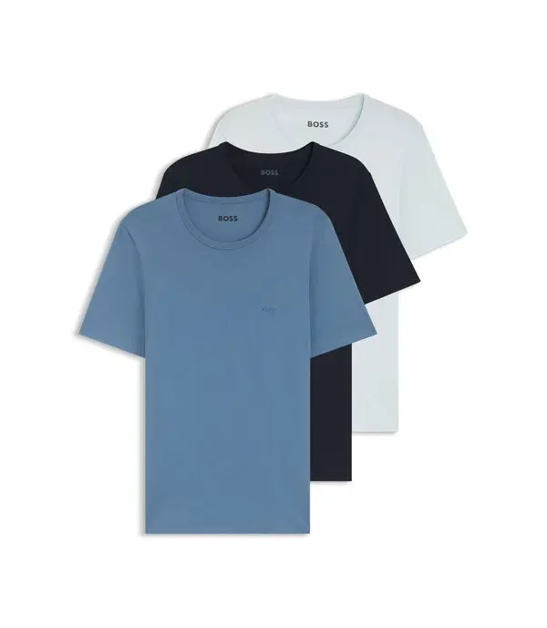 BOSS Three-pack Of Cotton T-shirts With Logo Embroidery - Patterned