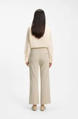 BOSS Cropped Flared-fit Pants In A Slub Weave