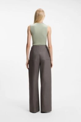 BOSS Ribbed Mock Neck Top