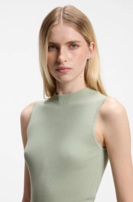 BOSS Ribbed Mock Neck Top