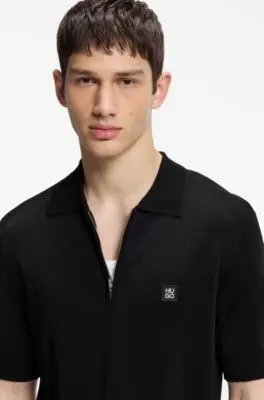 Hugo Knit Polo With Zipper Neck