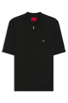 Hugo Knit Polo With Zipper Neck