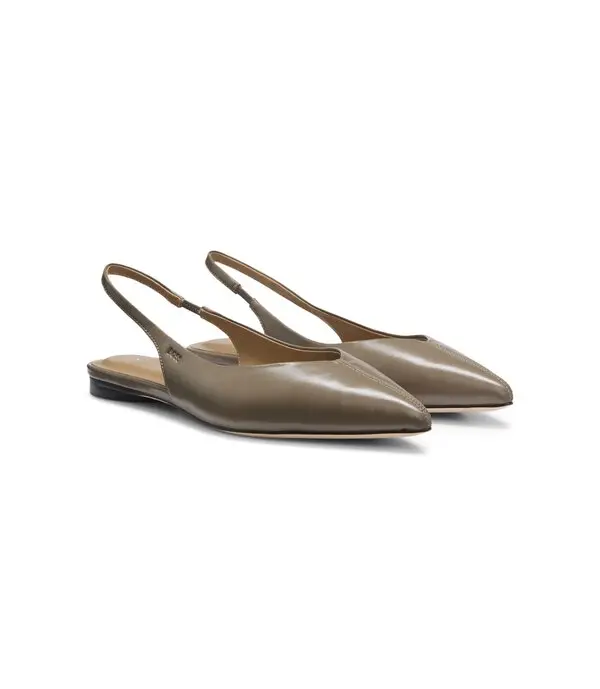 BOSS Leather Slingback Pumps - Beige