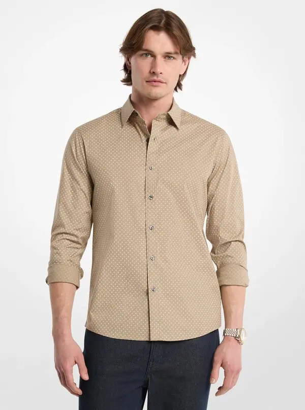 Michael Kors Polka Dot Stretch Cotton Shirt In Size By