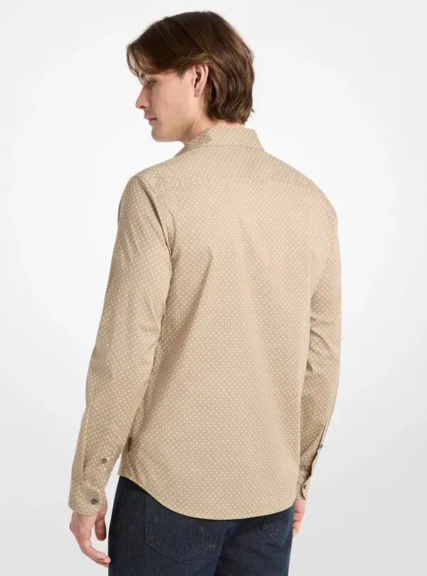 Michael Kors Polka Dot Stretch Cotton Shirt In Size By