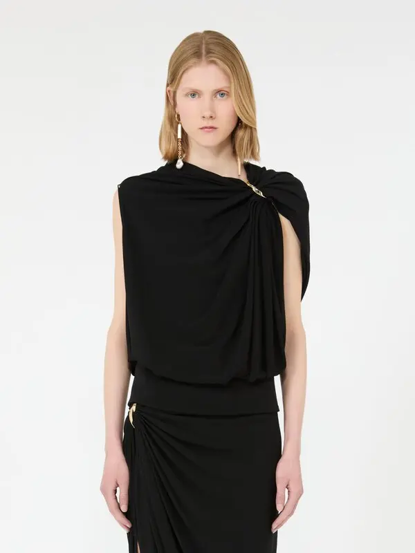 Max Mara Draped Fluid Jersey Top