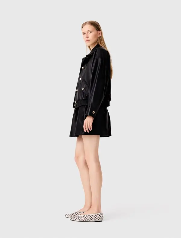 Maje Short Leather Skirt