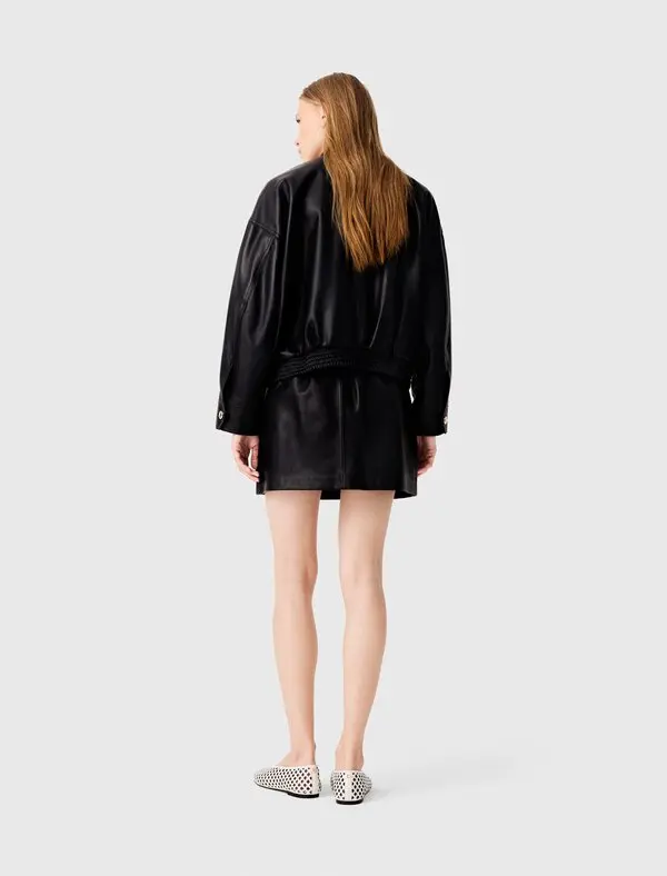 Maje Short Leather Skirt