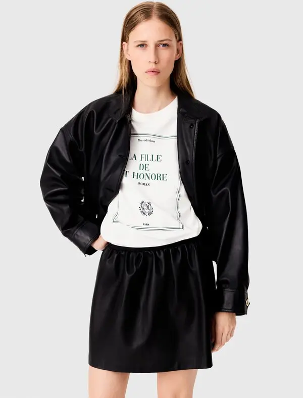 Maje Short Leather Skirt