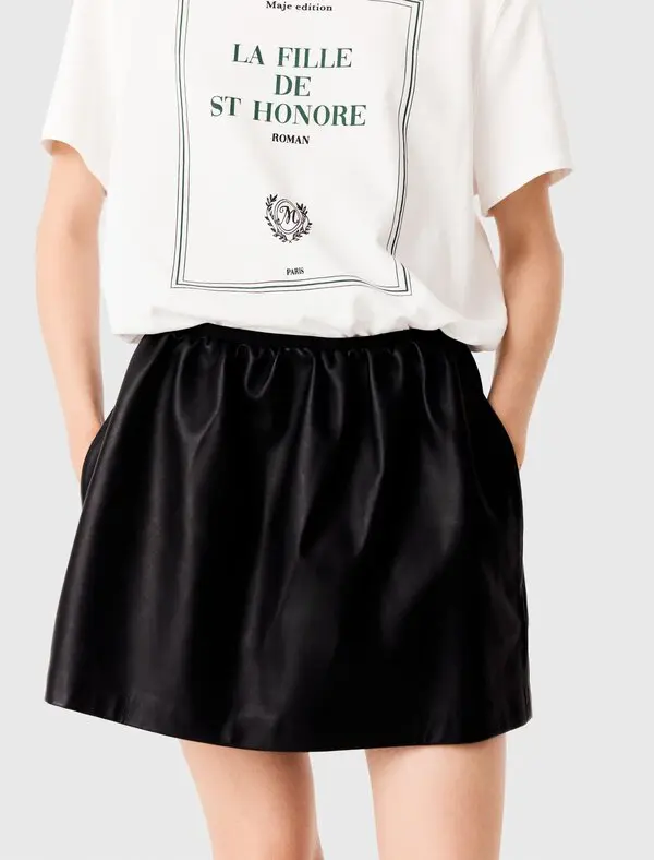 Maje Short Leather Skirt