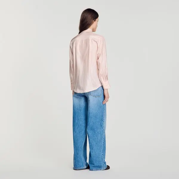 Sandro Striped Tie-neck Shirt