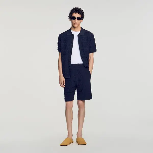 Sandro Terry Knit Geometric Motif Shorts