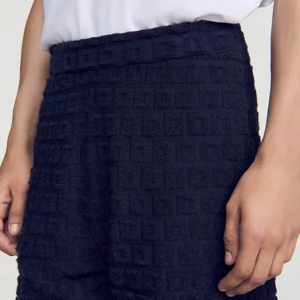Sandro Terry Knit Geometric Motif Shorts