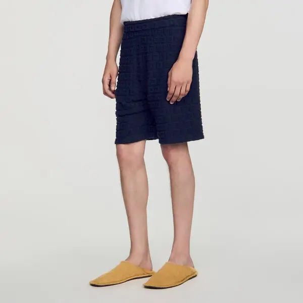Sandro Terry Knit Geometric Motif Shorts