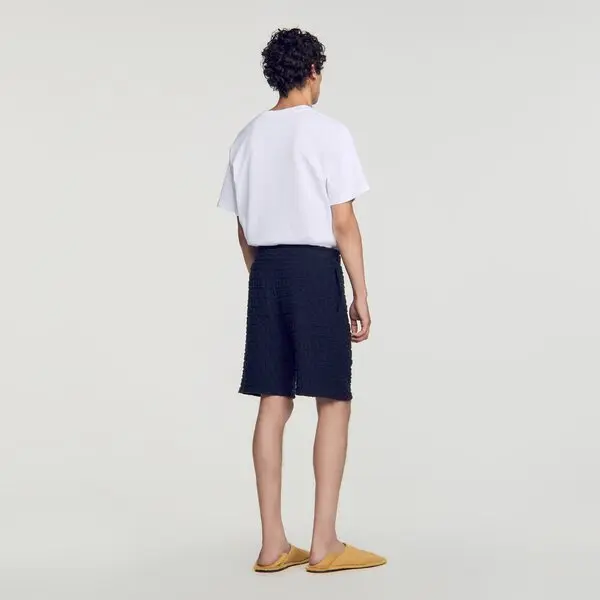Sandro Terry Knit Geometric Motif Shorts