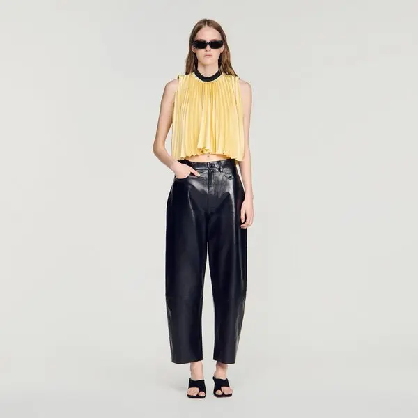 Sandro Pleated Tie-back Top