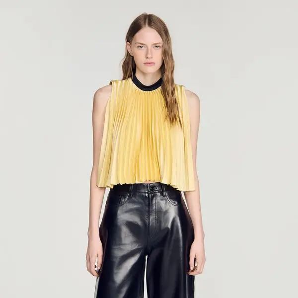 Sandro Pleated Tie-back Top