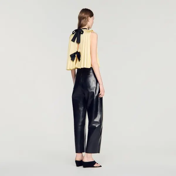 Sandro Pleated Tie-back Top