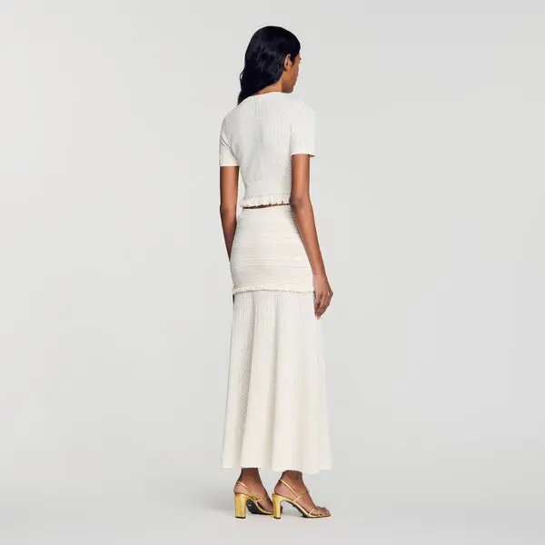 Sandro Pointelle Knit Cropped Top