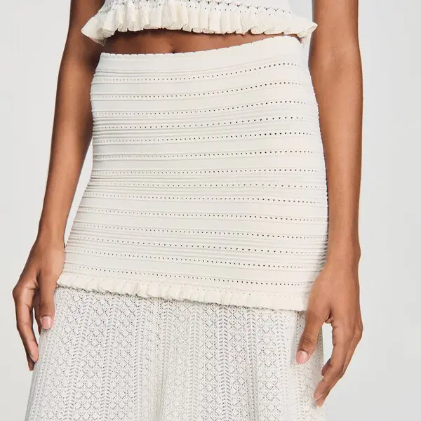 Sandro Pointelle Knit Maxi Skirt