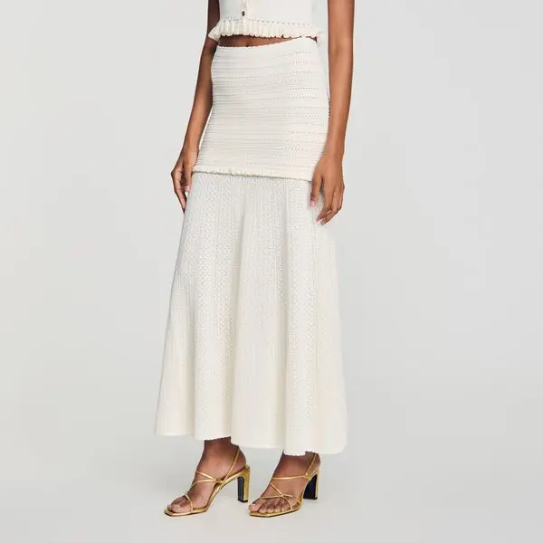 Sandro Pointelle Knit Maxi Skirt