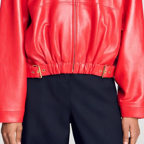 Sandro Leather Jacket With Zip Fastening