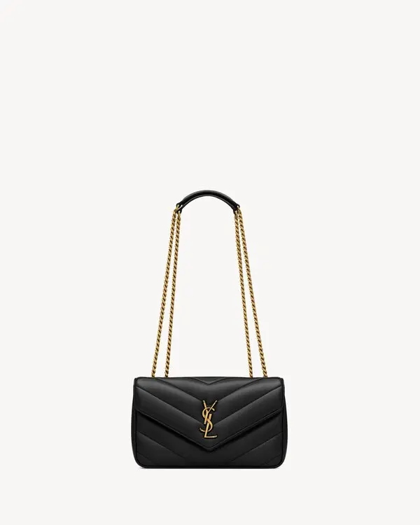 Saint Laurent Loulou Small In Matelassé Lambskin - Black