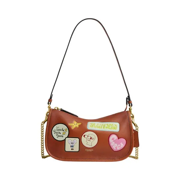 BRAIN DEAD X Coach Burnished Waverly Bag With Patches 'amber - Brown