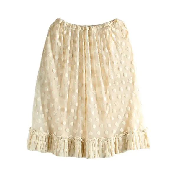 Dries Van Noten Large Polka Dot Mesh Skirt 'ecru