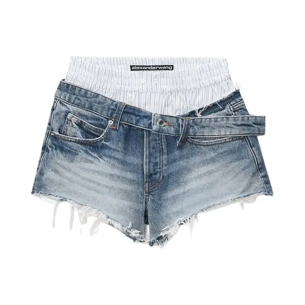 Alexander Wang Boxer And Drop Waistband Pre-styled Short 'vintage Marbled - Blue