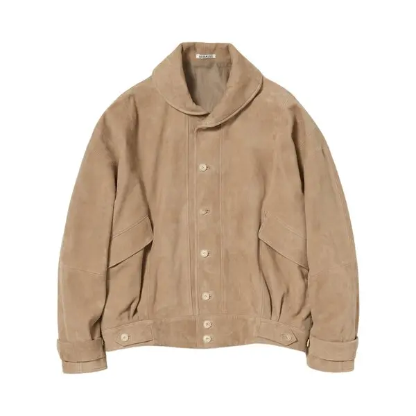 Auralee Silky Grain Suede Blouson 'taupe - Tan