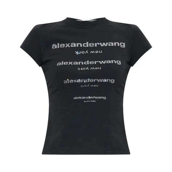 Alexander Wang Hotfix Gradient Logo Fitted Tee 'washed - Black