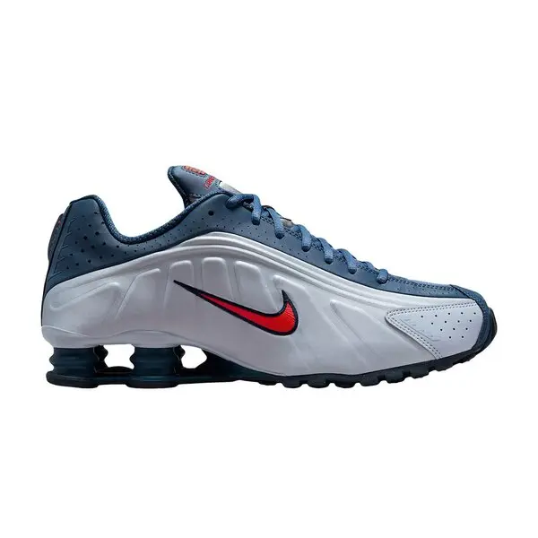 Nike Shox R4 'football Grey Eclipse Bright Crimson - Blue