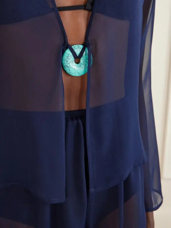 SARA CRISTINA Nerea Pearl-embellished Silk-chiffon Blouse