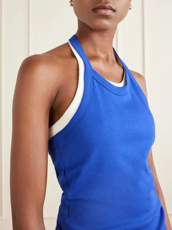FLORE FLORE Angie Halterneck Organic Cotton-jersey Tank - Blue