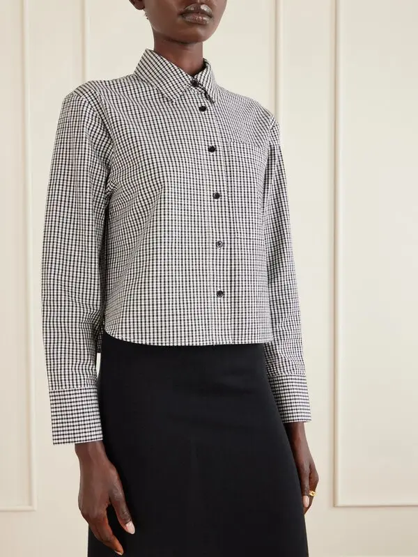Proenza Schouler White Label Cropped Checked Shirt - Gray