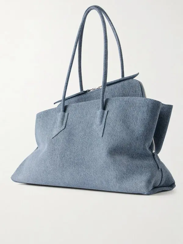 Attico La Passeggiata Medium Asymmetric Denim Shoulder Bag - Blue