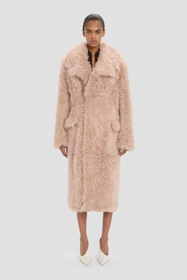 Victoria Beckham Shearling Coat - Pink