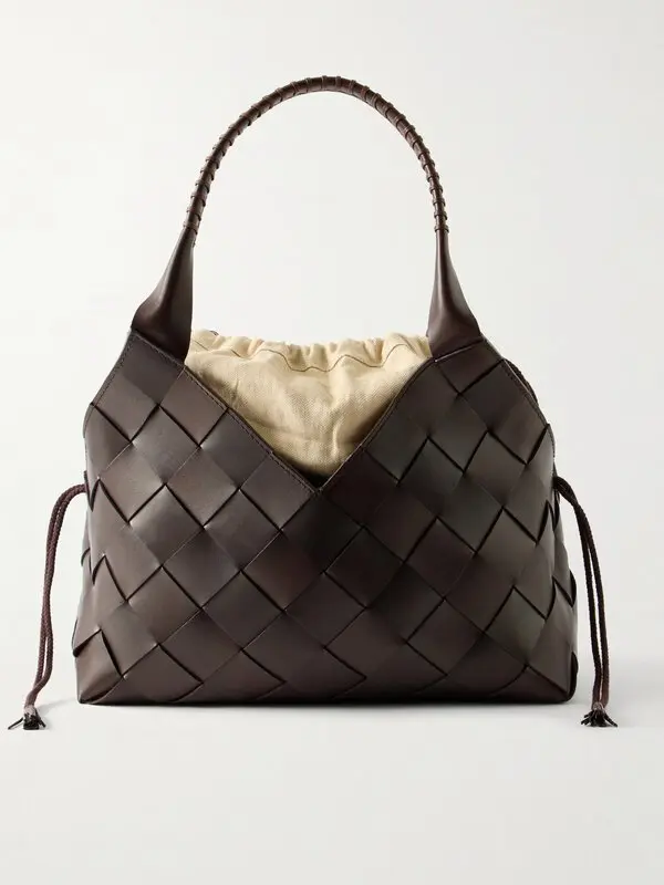 Dragon Diffusion Castello Woven Leather Shoulder Bag - Brown