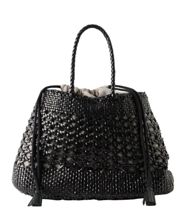 Dragon Diffusion Santa Cano Woven Leather Tote Bag - Black