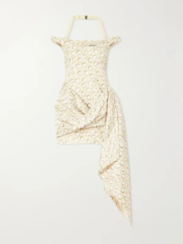 ALEMAIS Paula Asymmetrical Draped Mini Dress