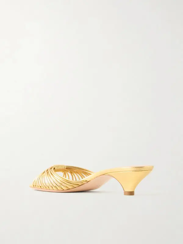 LOEFFLER RANDALL Dixie 40 Metallic Leather Mules - Gold