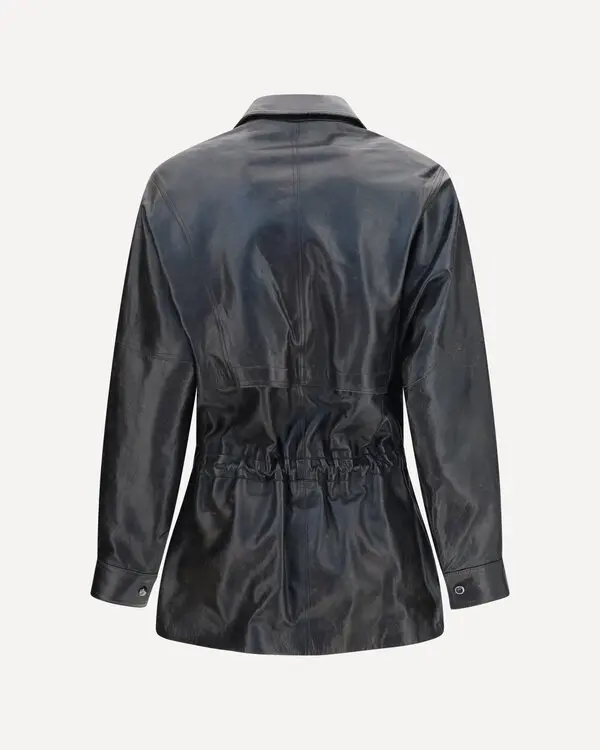 Magda Butrym Leather Jacket With Drawstring Waist