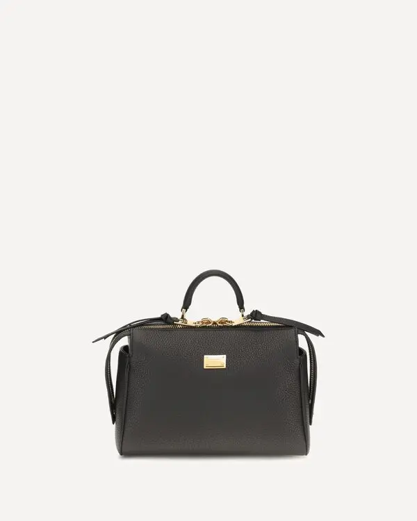 Dolce & Gabbana Vittoria Calfskin Top Handle Bag - Black