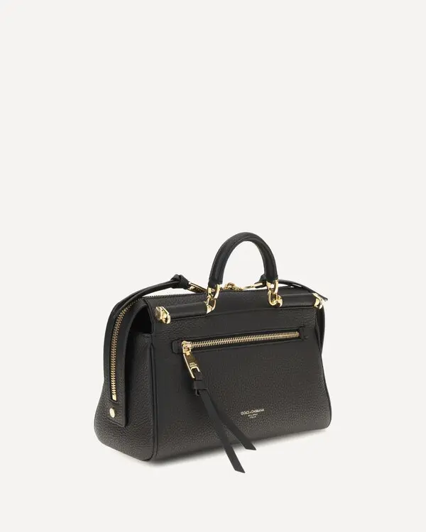 Dolce & Gabbana Vittoria Calfskin Top Handle Bag - Black