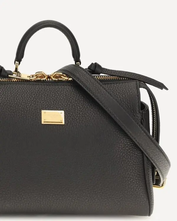Dolce & Gabbana Vittoria Calfskin Top Handle Bag - Black