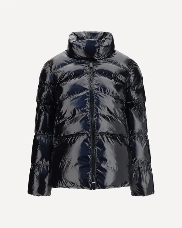 Pinko Glossy Quilted Puffer Jacket With Funnel Neck