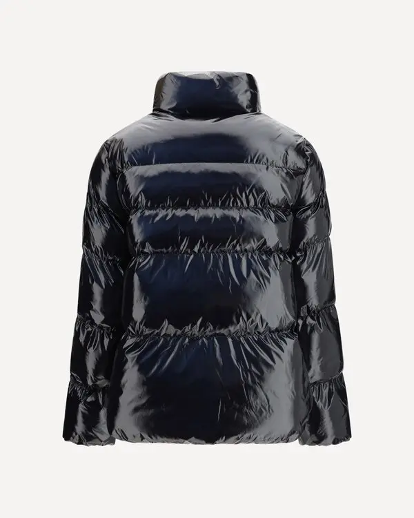 Pinko Glossy Quilted Puffer Jacket With Funnel Neck