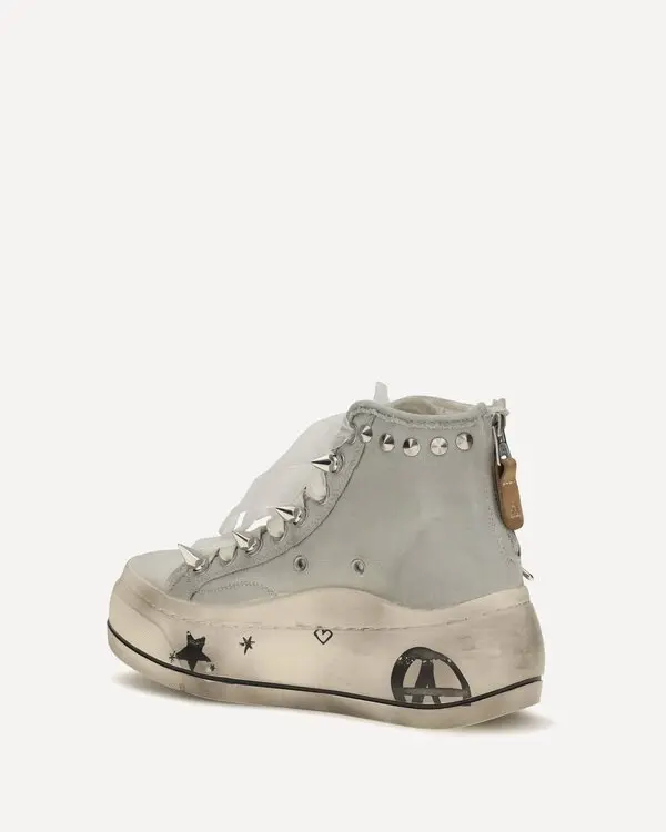 R13 High Top Platform Sneakers With Embellishments