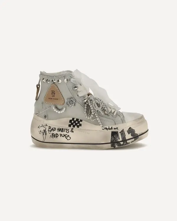 R13 High Top Platform Sneakers With Embellishments